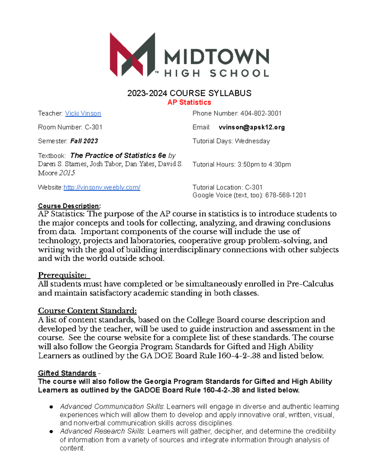 AP Statistics Syllabus 2023-2024 - 2023-2024 COURSE SYLLABUS AP ...