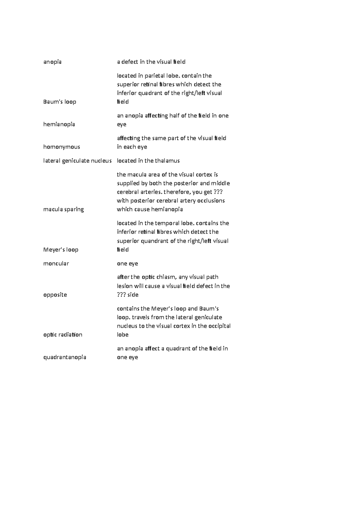 Visual fields - Summary of said topic - anopia a defect in the visual ...