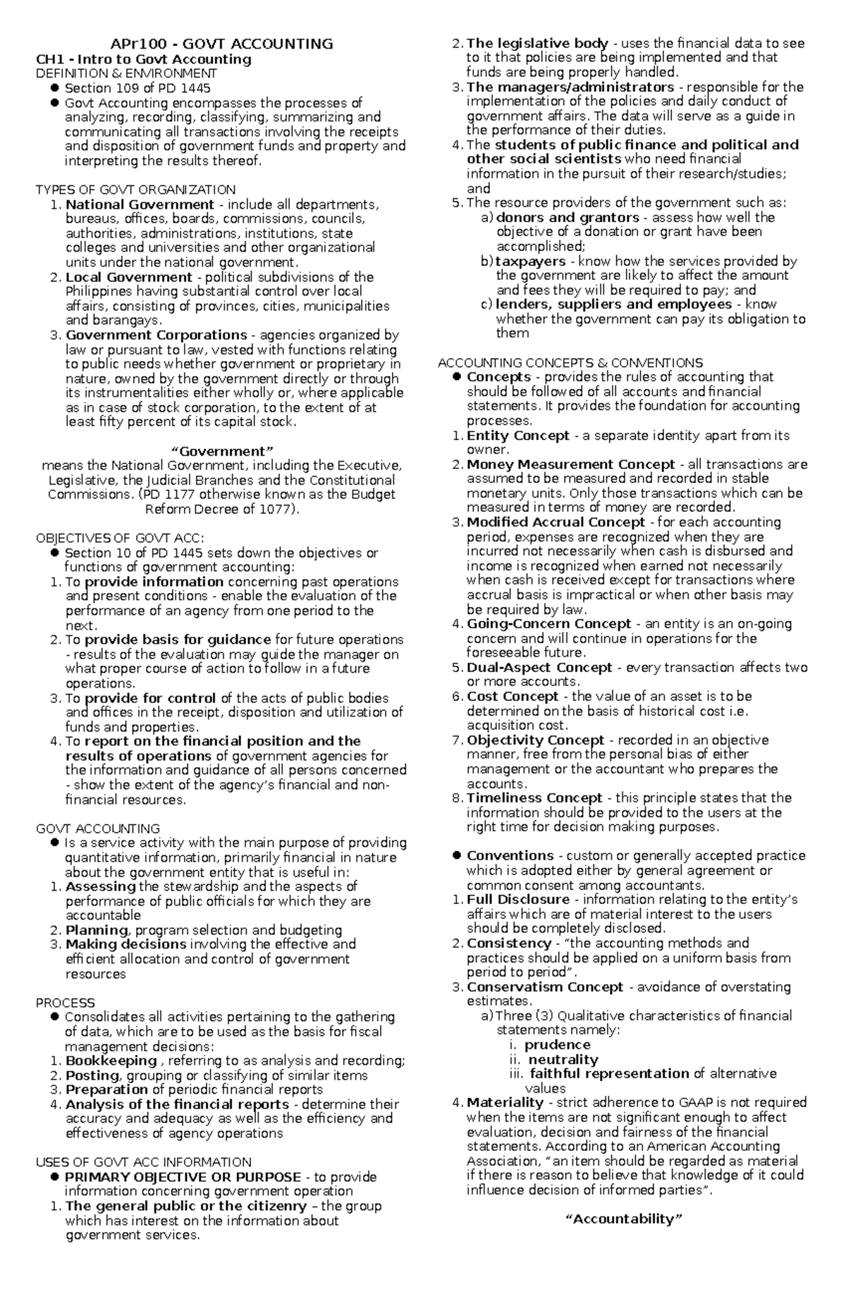 Govt Accounting - TYPES OF GOVT ORGANIZATION 1. National Government ...