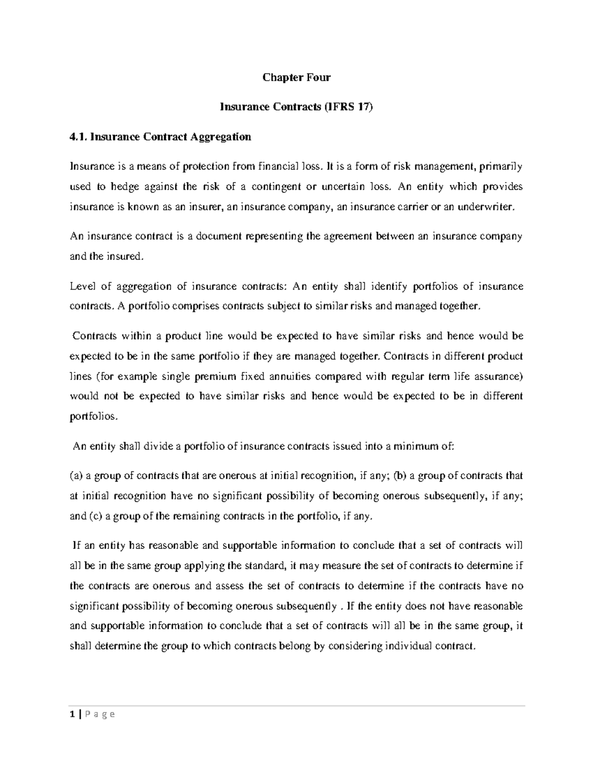 CH-4.docx Advance - Chapter Four Insurance Contracts (IFRS 17 ...