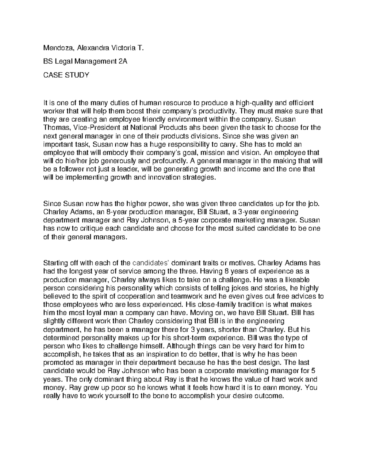 CASE Study - Brief description of a case - Mendoza, Alexandra Victoria ...