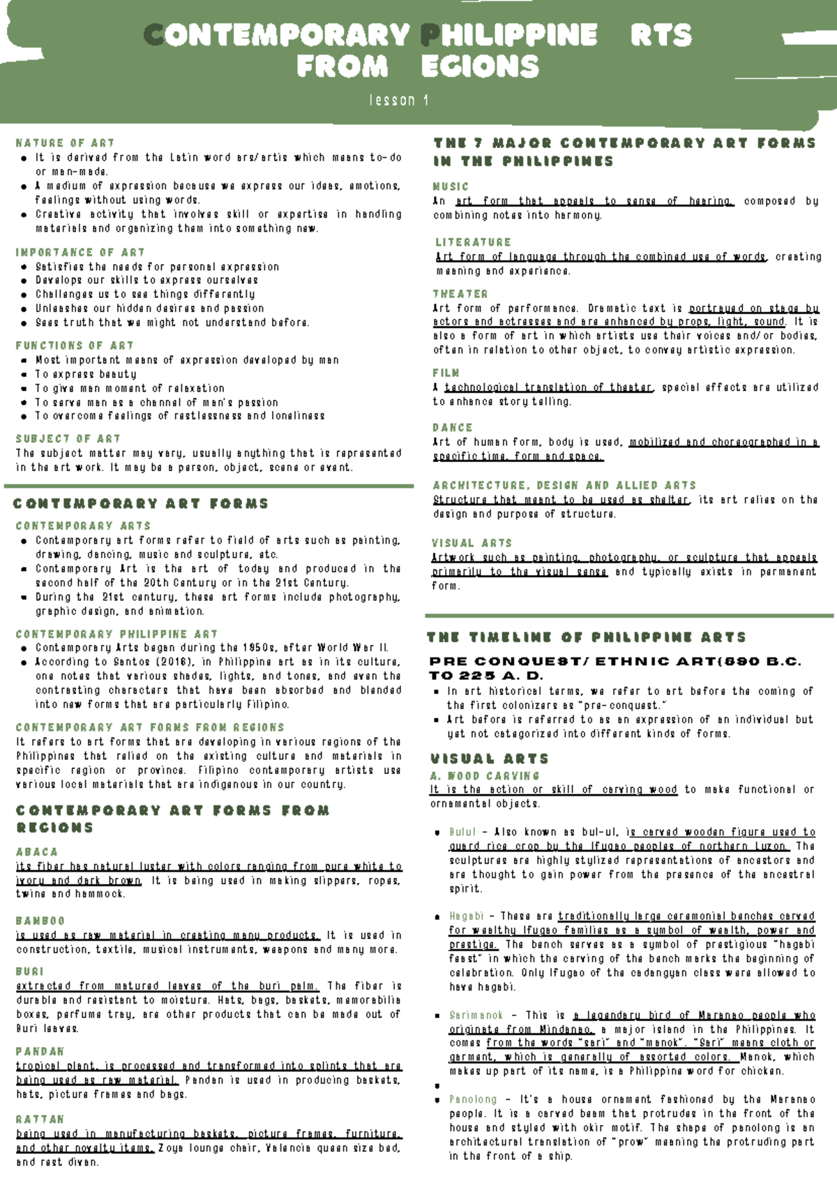 Reviewer-CPAR - Notes for CPAR - CONTEMPORARY PHILIPPINE ARTS FROM ...