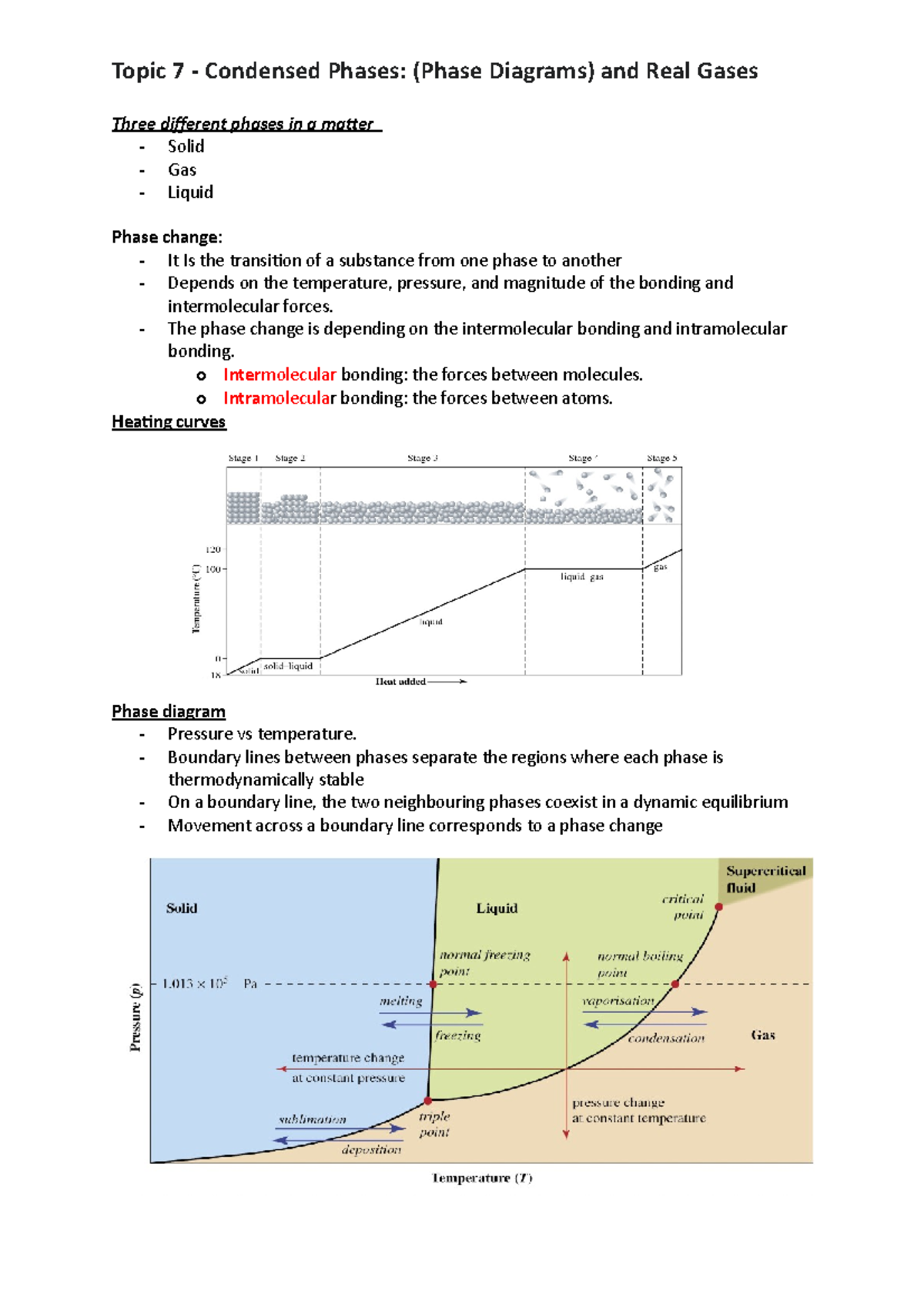 Topic 7 - Condensed Phases- (Phase Diagrams) and Real Gases - Three ...