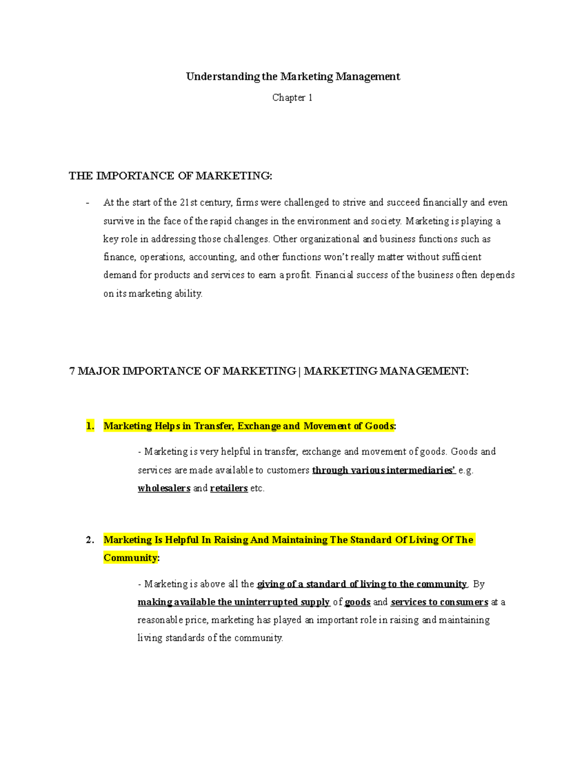 (Notes) Marketing Management - Understanding the Marketing Management ...