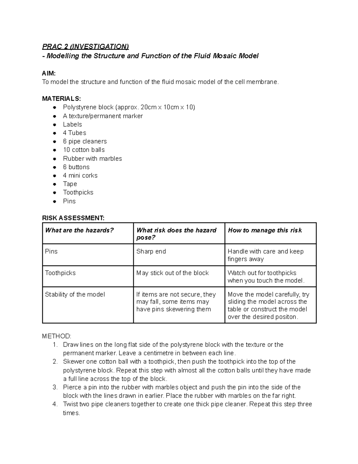 Biology Prac 2 - Practical Investigations - PRAC 2 (INVESTIGATION ...