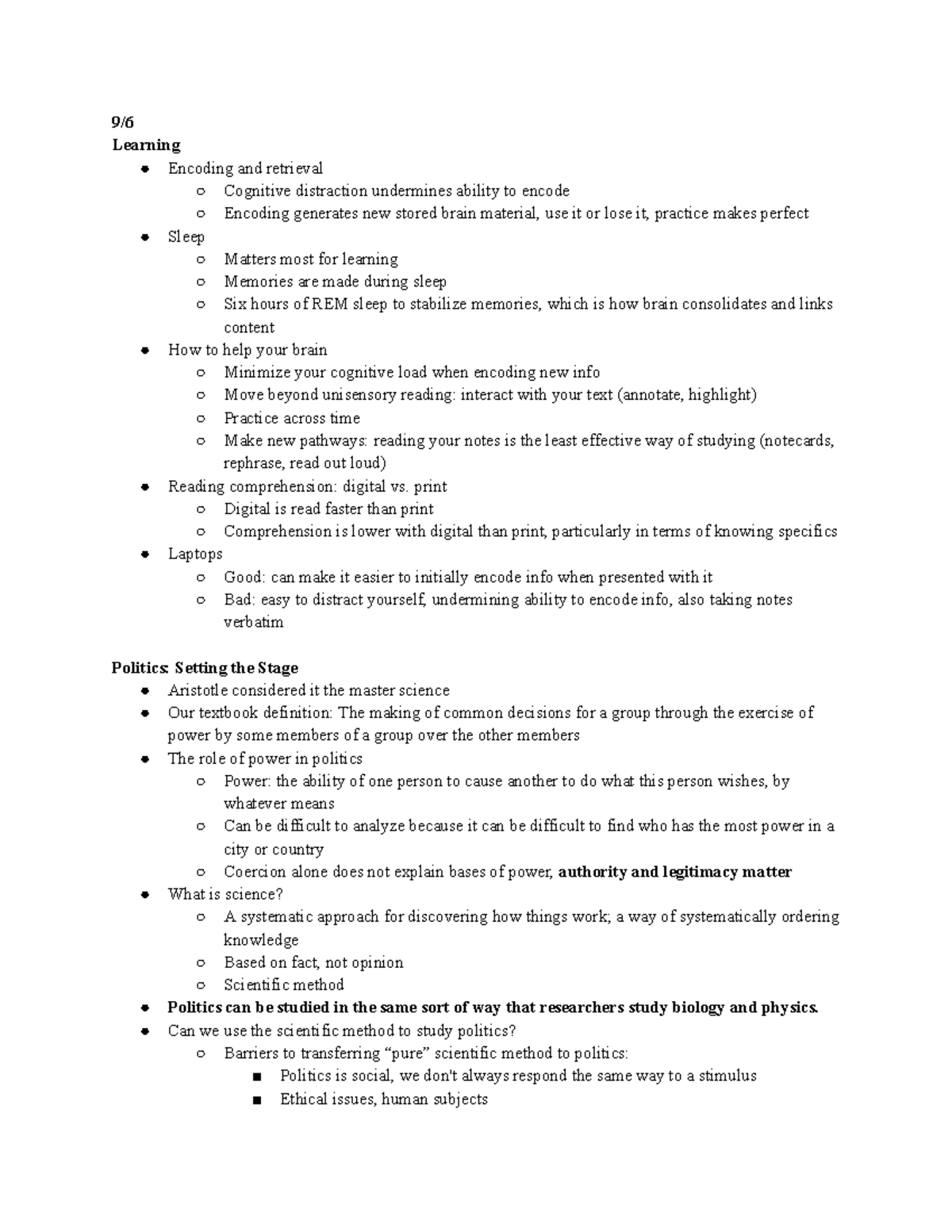 PLS 200 - class notes - 9/ Learning Encoding and retrieval Cognitive ...