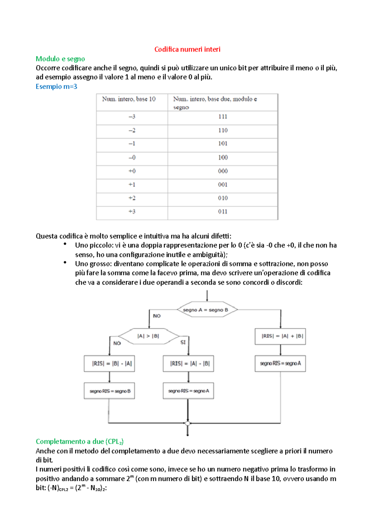 Codifica numeri interi - Codifica numeri interi Modulo e segno Occorre ...