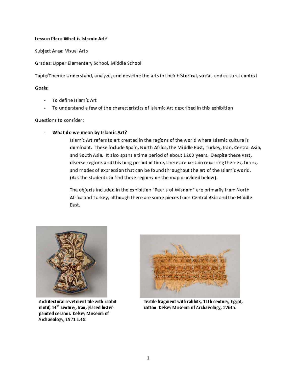 Lesson plan art - bkbkjbnkjnbk - Lesson Plan: What is Islamic Art ...