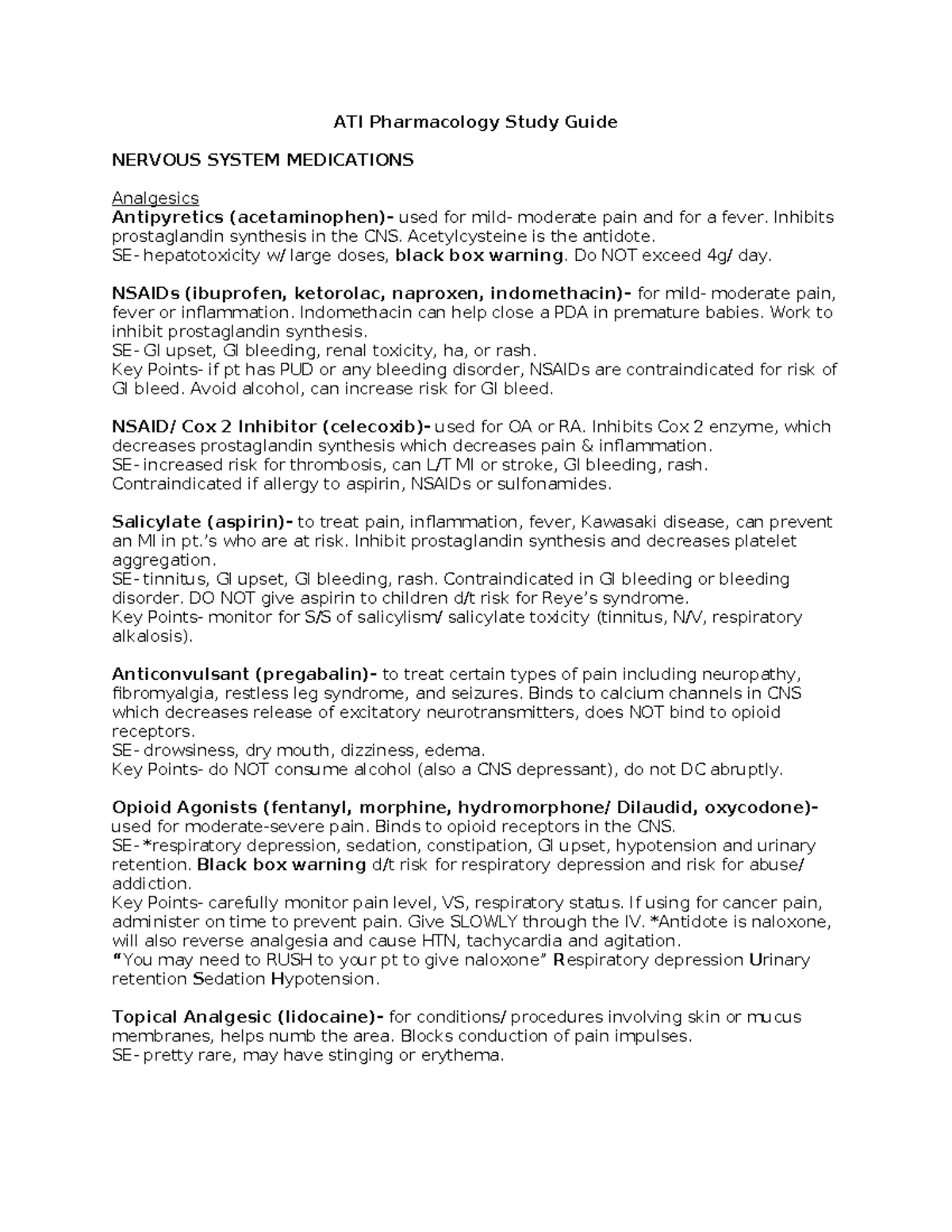 ATI Pharmacology - everything you need to know for your ATI pharm exam ...