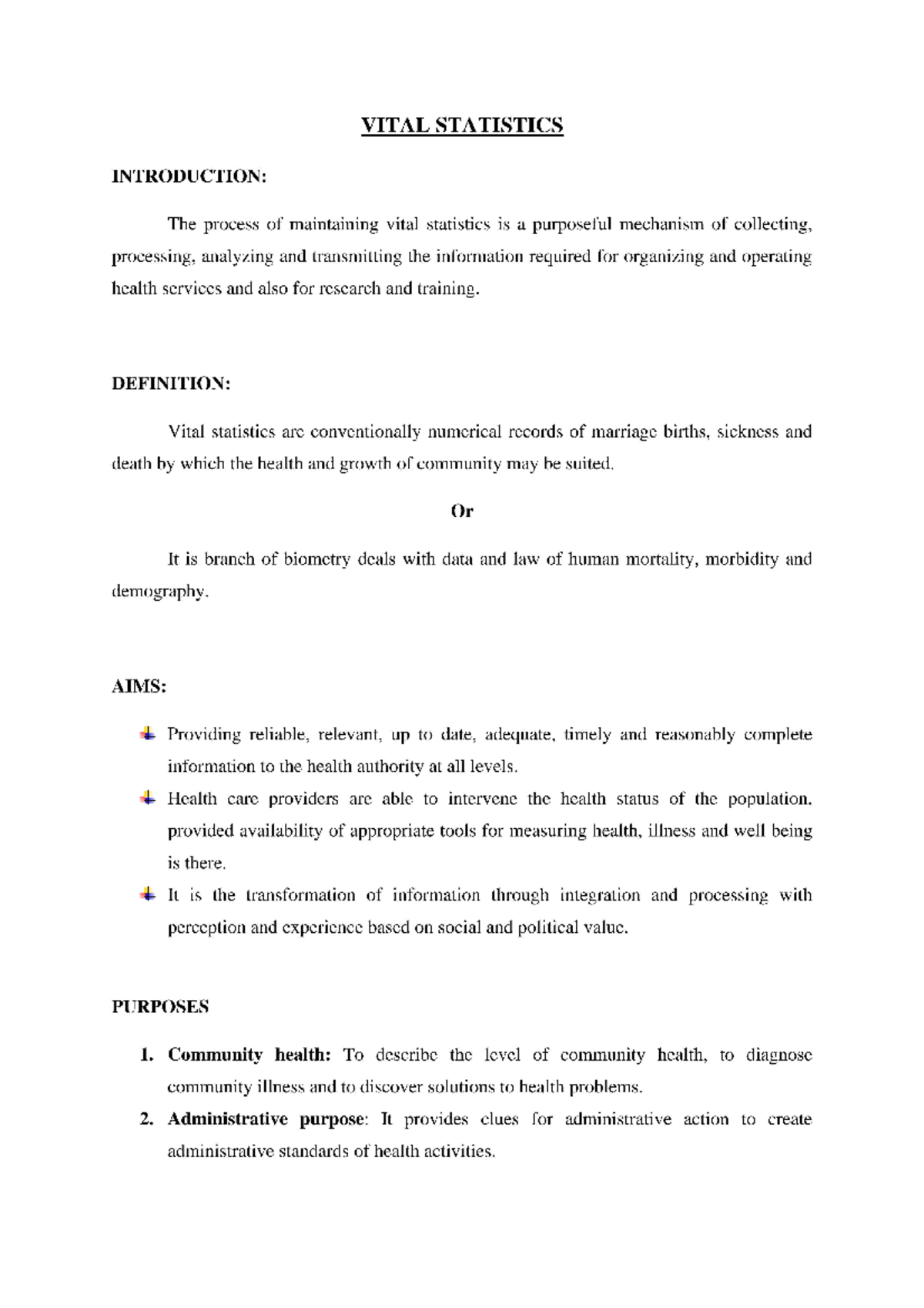 Vital Statistics - Lecture notes - Bsc nursing - Studocu