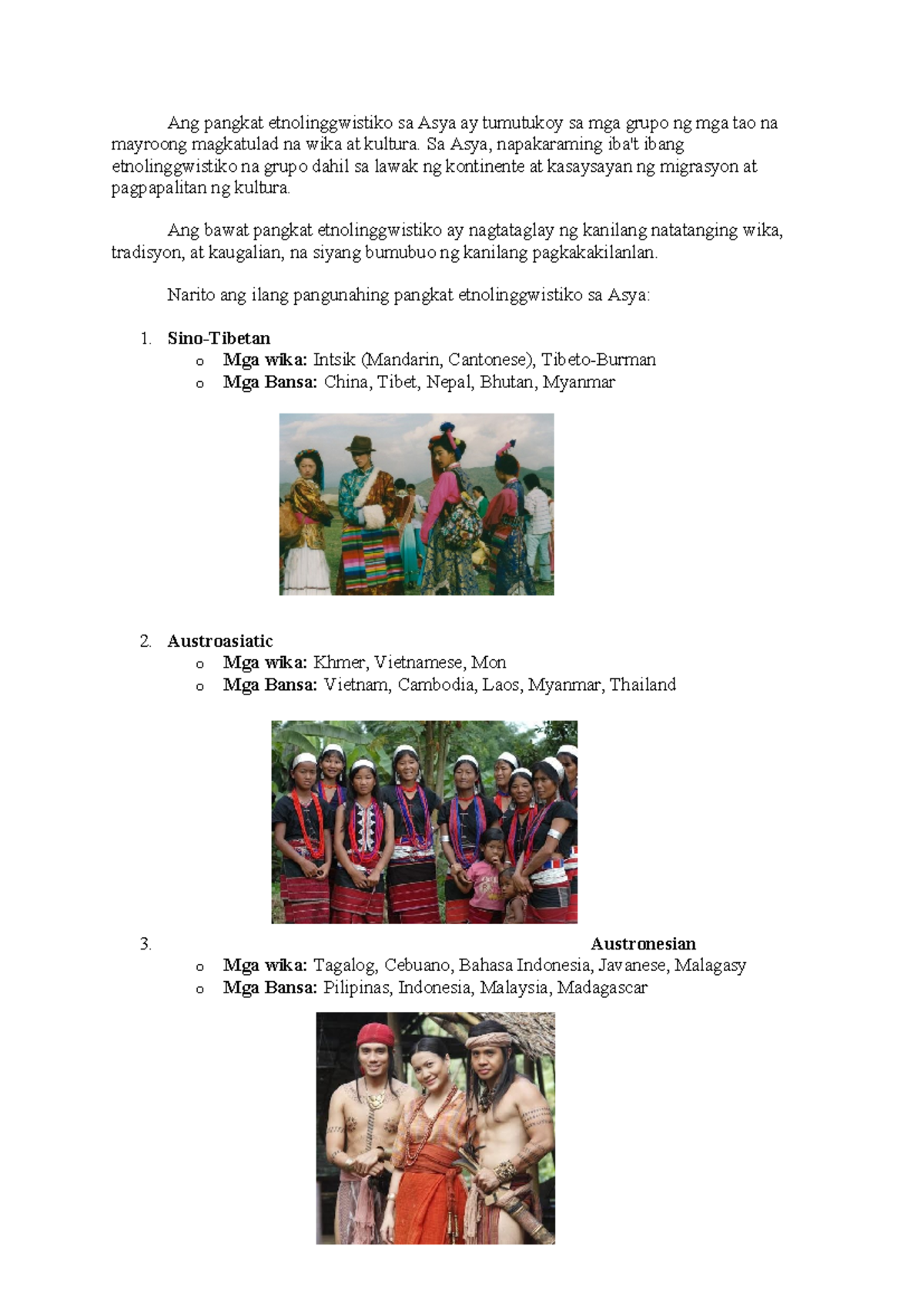 Ang pangkat etnolinggwistiko sa Asya ay tumutukoy sa mga grupo ng mga tao na mayroong magkatulad ...