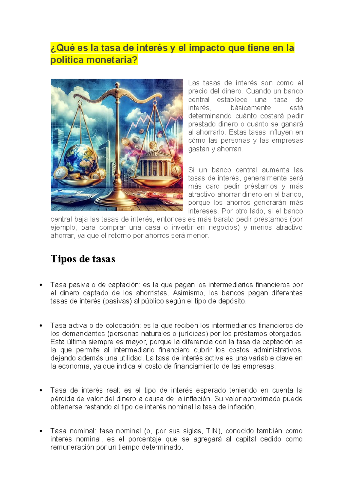 Politica Monetaria Y Capital - ¿Qué es la tasa de interés y el impacto ...