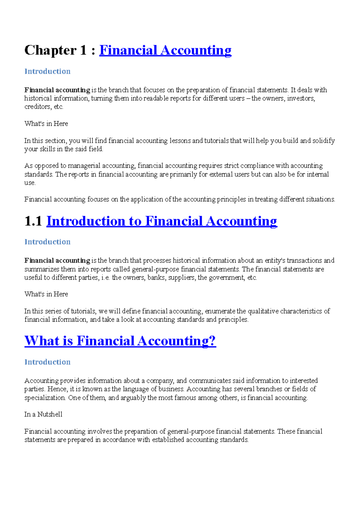 Financial & Mngnt Accounting - Chapter 1 : Financial Accounting ...