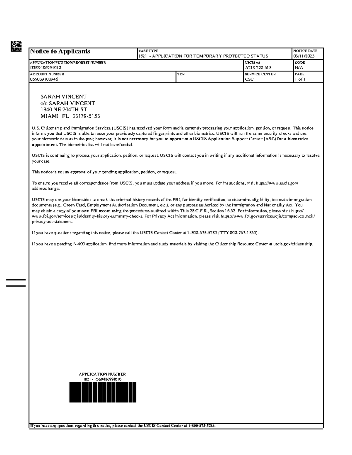 Biometric Reuse - Notice to Applicants CASE TYPE I821 - APPLICATION FOR ...