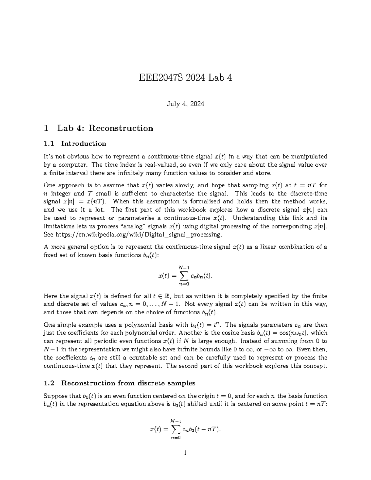 EEE2047S 202024 20Lab 204 - EEE2047S 2024 Lab 4 July 4, 2024 1 Lab 4 ...