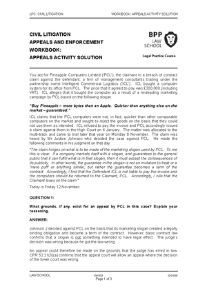 Sample grounds of appeal - CIVIL LITIGATION & EVIDENCE UNIT 20 ...