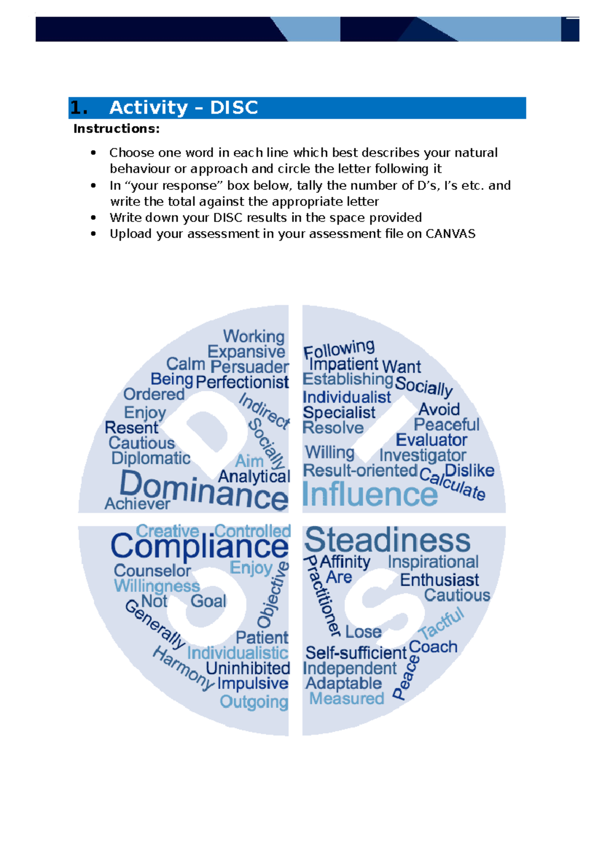 Topic 2 Activity - DISC Impacts of disc - 1. Activity – DISC ...
