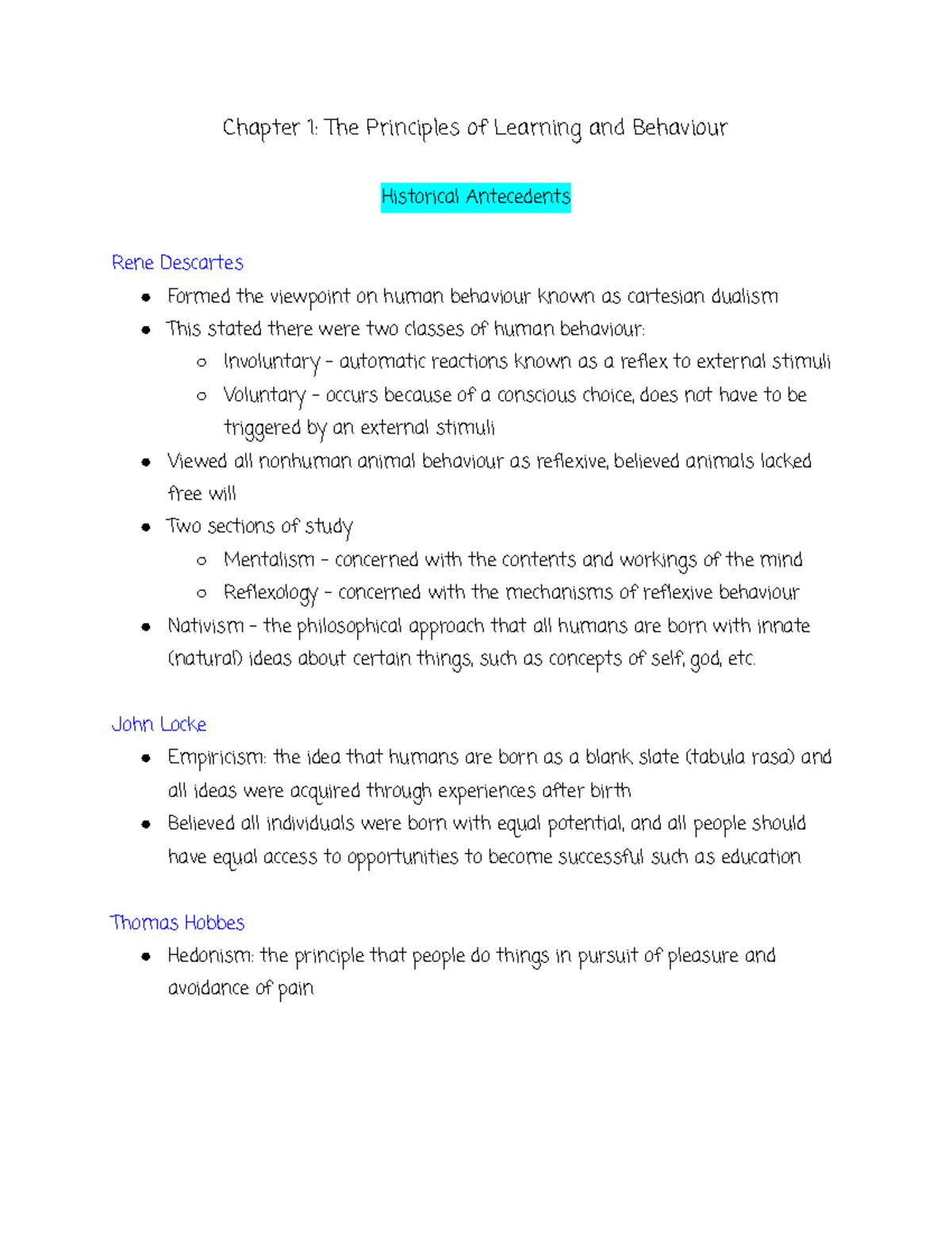 Psyc 2330 Chapter 1 - lecture notes - Chapter 1: The Principles of ...