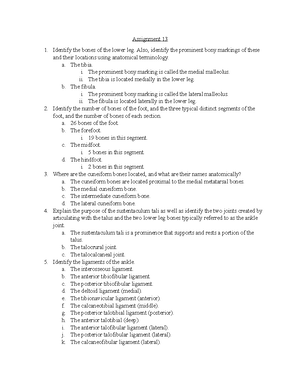 Assignment 7 (Kinetic Anatomy) - Assignment 7 Identify the bones of the ...