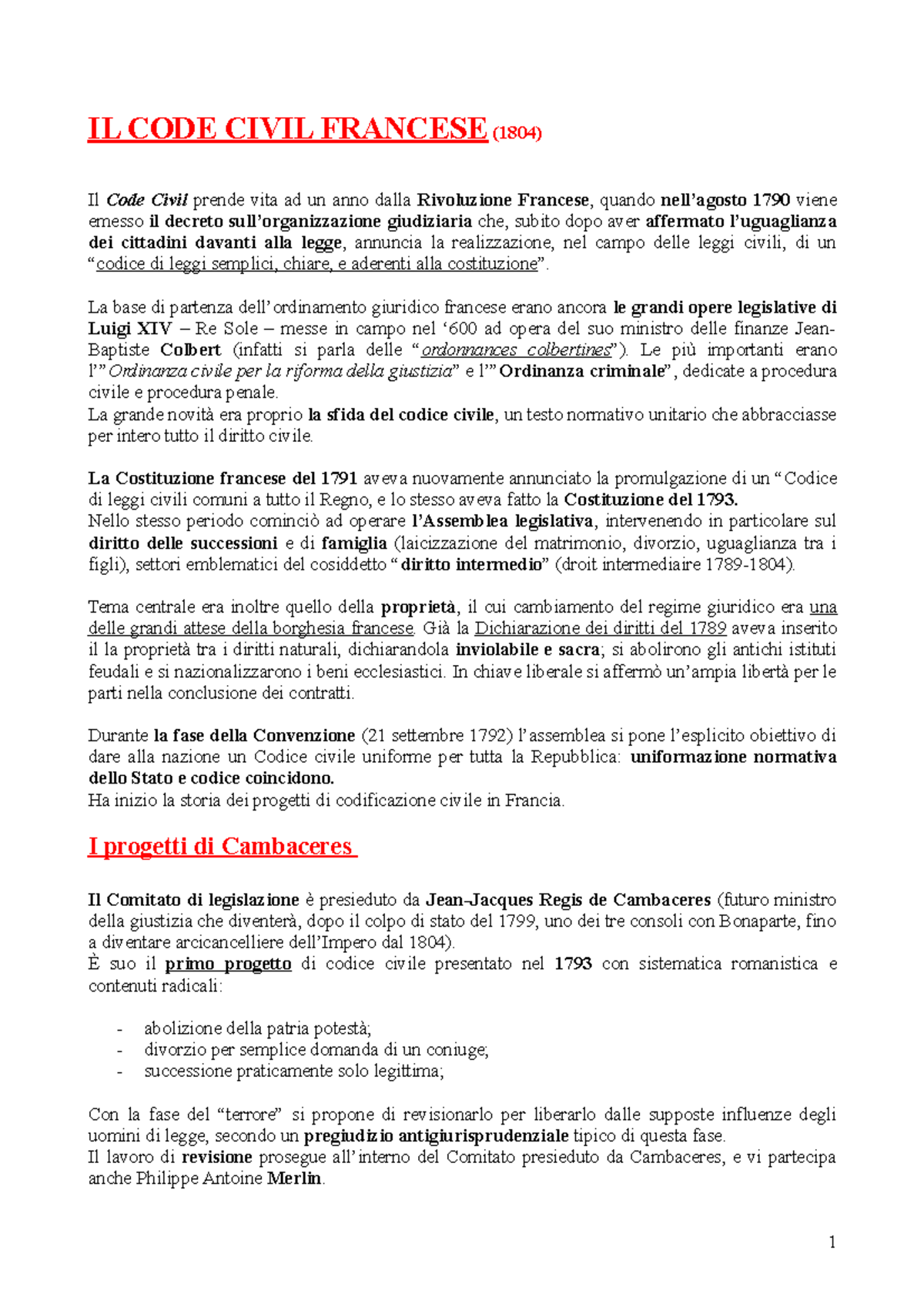 Storia delle costituzioni e delle codificazioni - IL CODE CIVIL ...