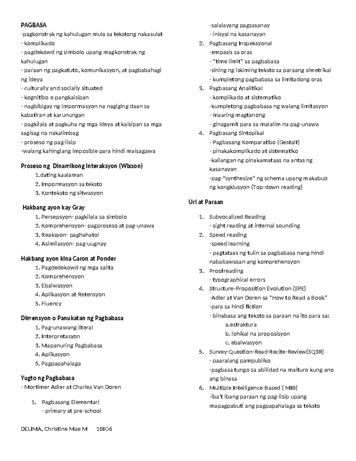 Pagbasa - Summary SHS-Applied Research 1 - PAGBASA -pagkonstrak ng kahulugan mula sa tekstong ...