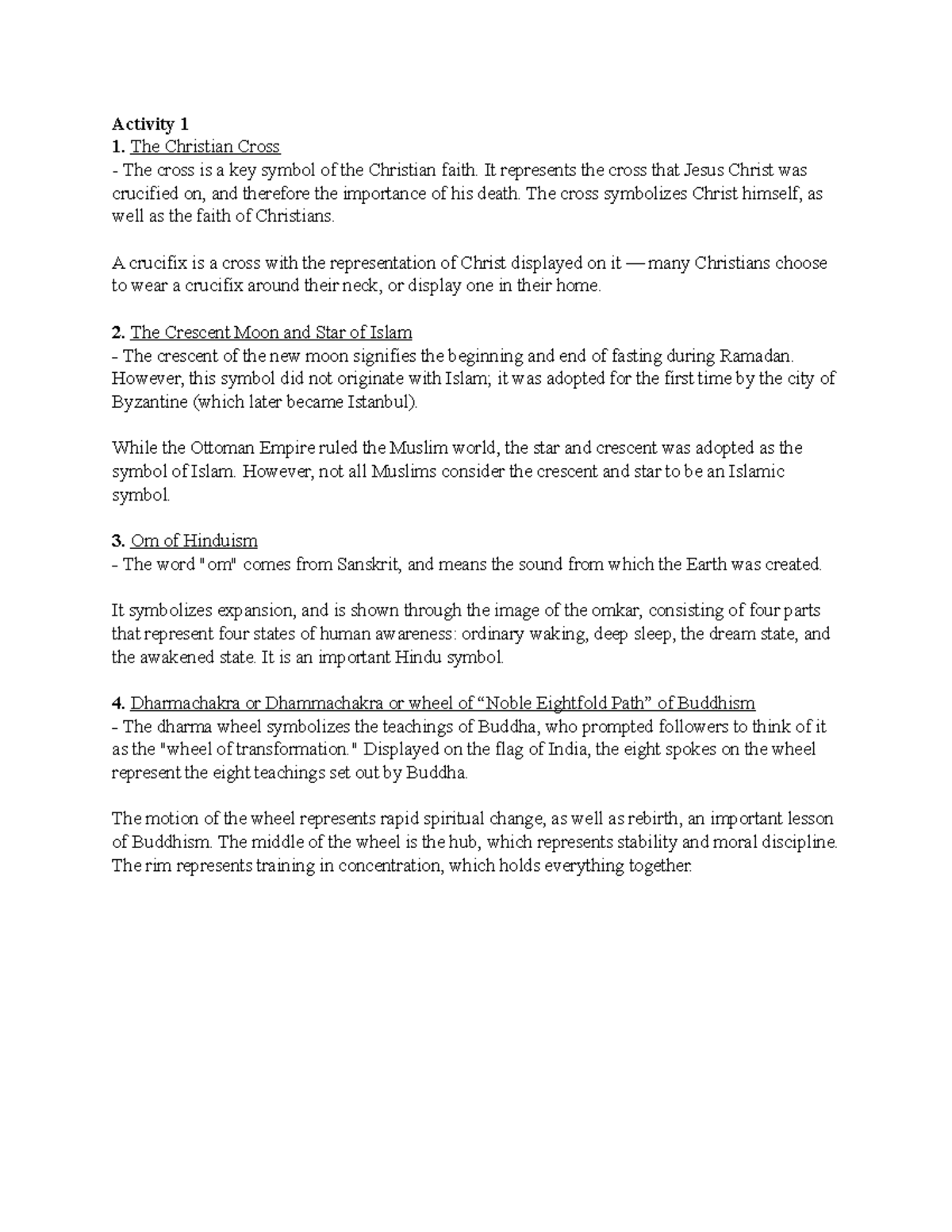 GE3 Globalization OF Religion - Activity 1 The Christian Cross The ...