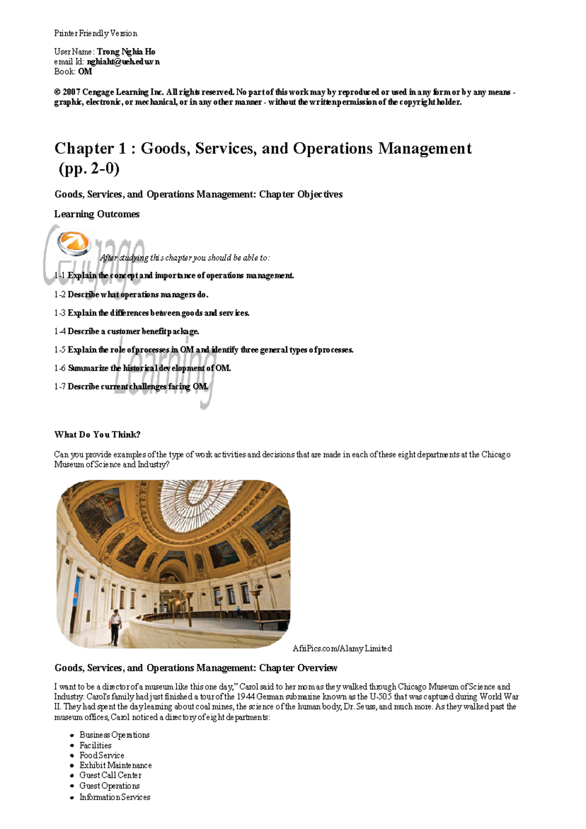 Chapter 1 - Goods, Services, and Operations Management - Printer Friendly Version User Name ...