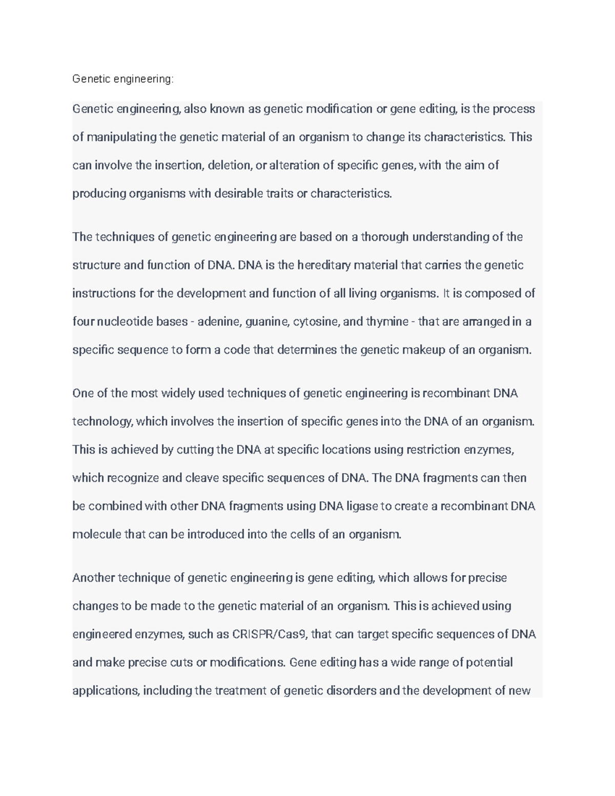 Genetic engineering - Genetic engineering: Genetic engineering, also ...