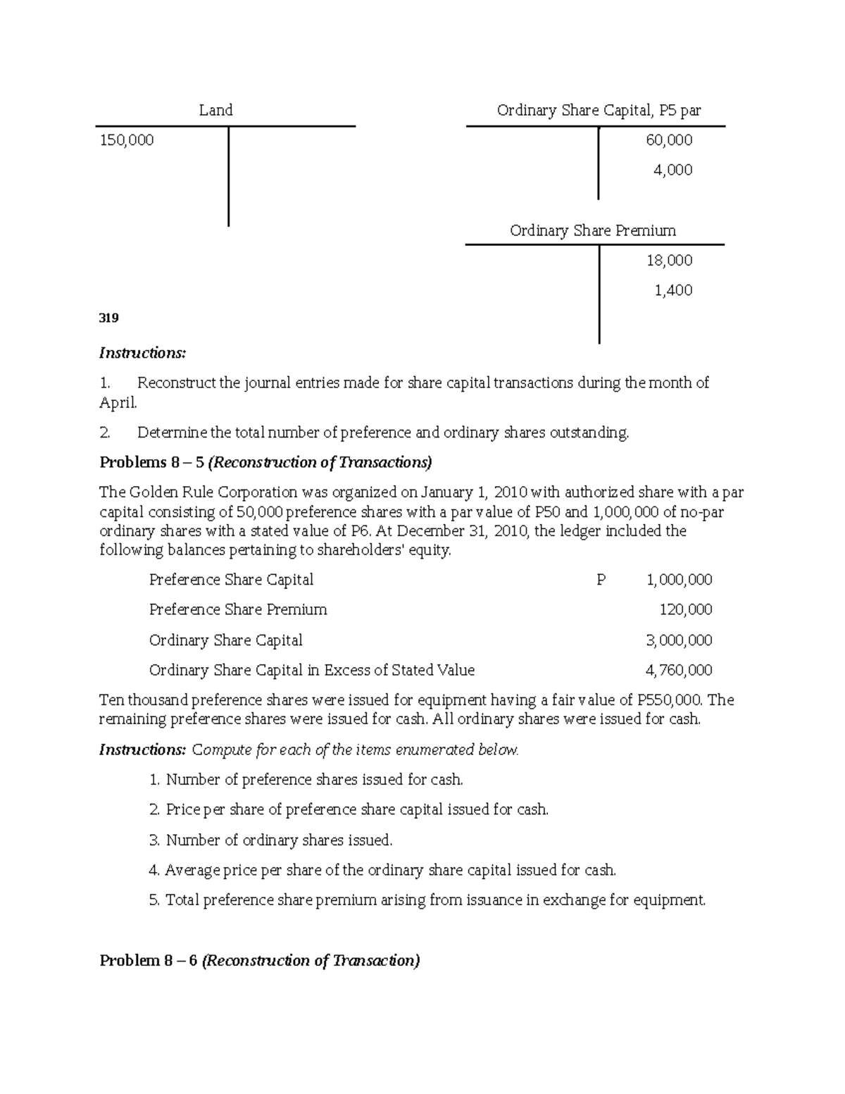 Partnership AND Corpotaion Chapter 7 et al - Land Ordinary Share ...
