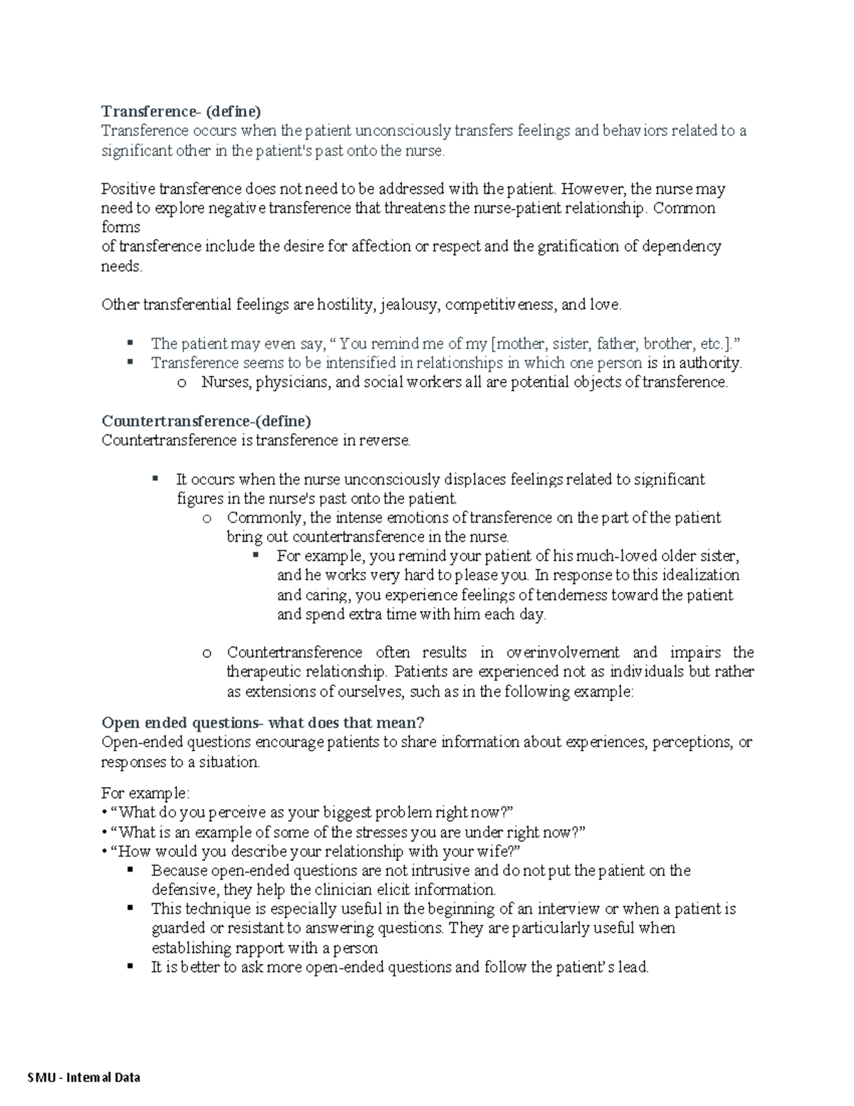 Define these terms - SMU - Internal Data Transference- (define ...