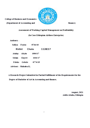 Ephrem Woldu - Project proposal - ADDIS ABABA UNIVERSITY SCHOOL OF ...