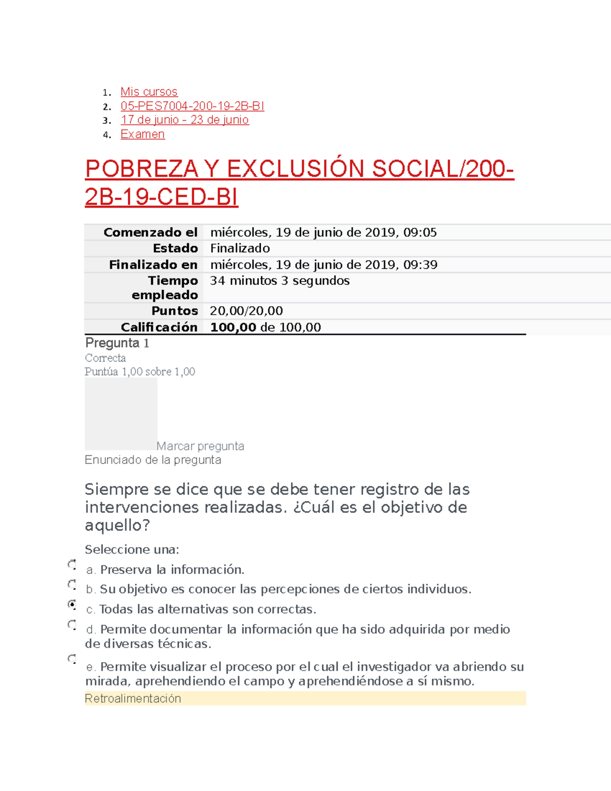 Examen pobreza y exclusion social - 1. Mis cursos 2. 05-PES7004-200-19 ...