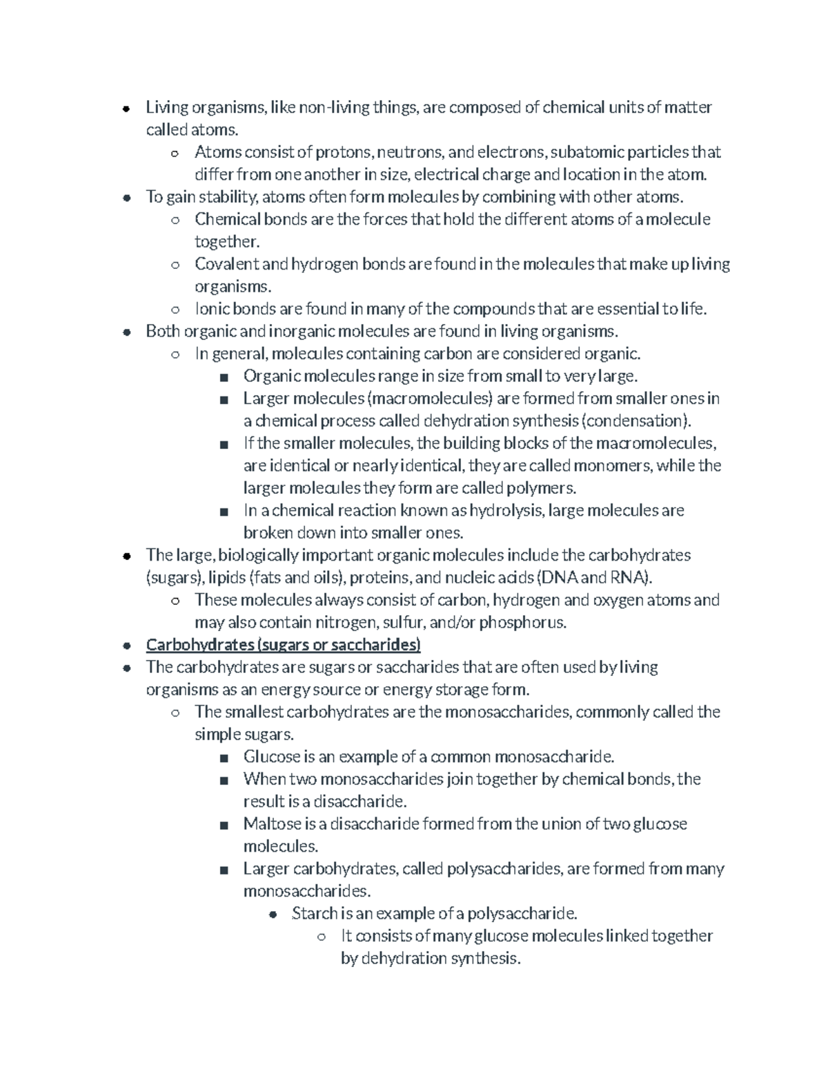 Laboratory Exercise #3 - Chemical Composition of Cells notes - Living ...