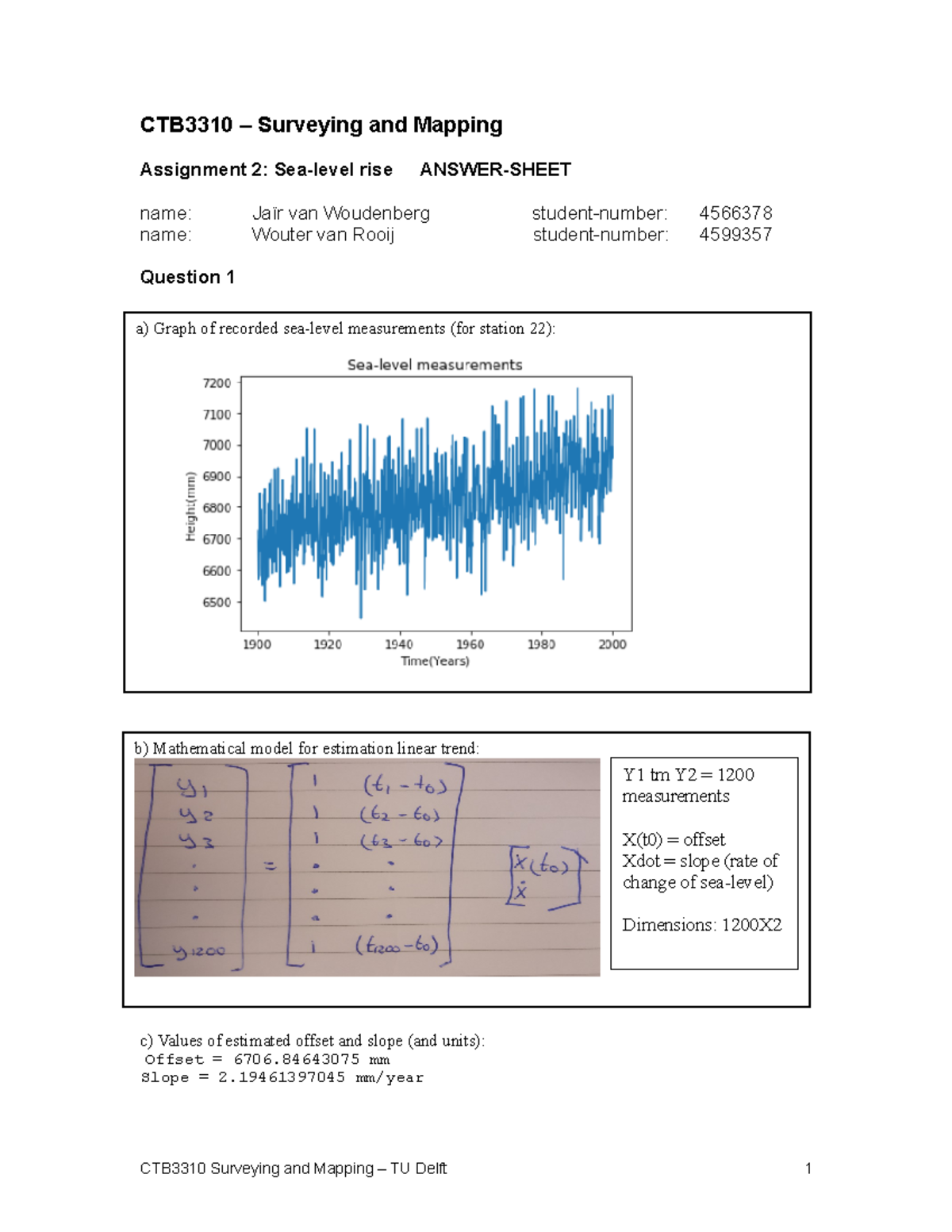 surveying and mapping assignment 2 - CTB3310 – Surveying and Mapping Assignment 2: Sea-level ...