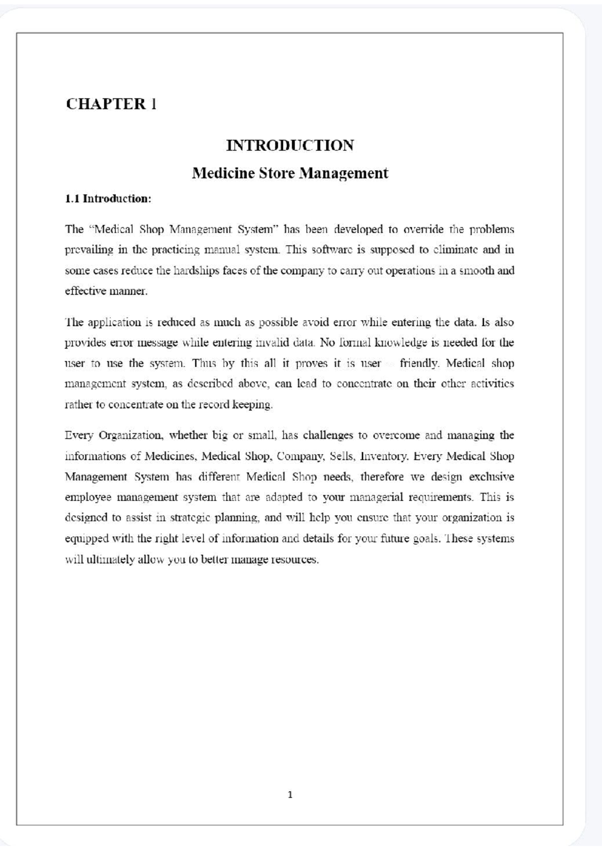 Medical shop management system - CHAPTER 1 INTRODUCTION Medicine Store ...