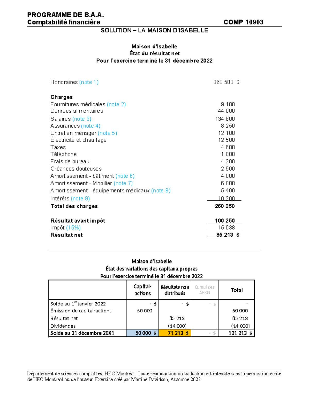 10903 Maison d Isabelle Solution - Comptabilité financière COMP 10903 ... 10903 Maison d Isabelle Solution - Comptabilité financière COMP 10903 ...