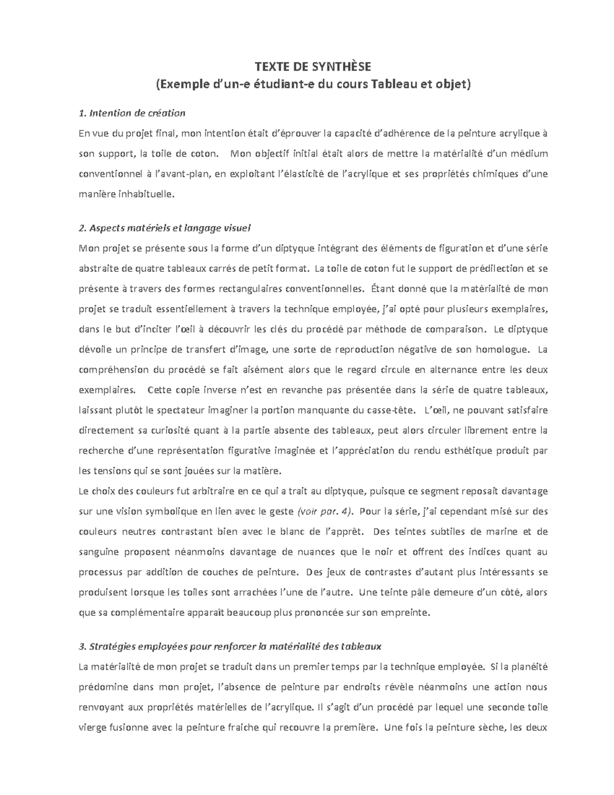Exemple Texte Synthese - TEXTE DE SYNTHÈSE (Exemple d’un-e étudiant-e ...