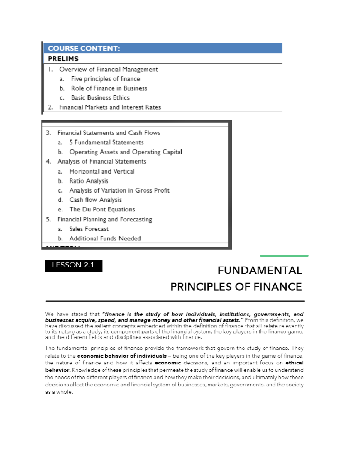 Fin Man Module 1 - 2022 - Role of Finance in a Business Accounting is ...
