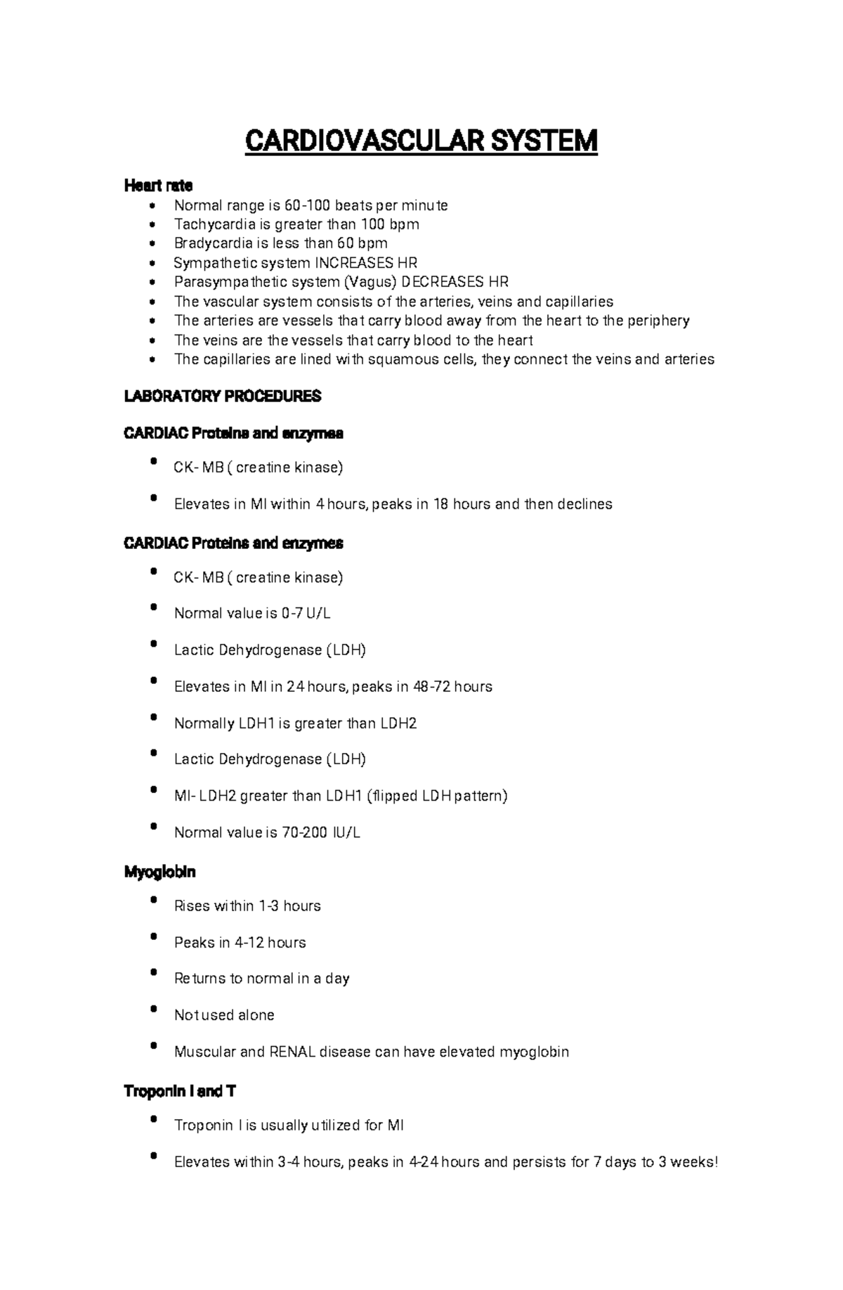 Cardiology-notes - Lecture notes - CARDIOVASCULARSYSTEM Heartrate ...