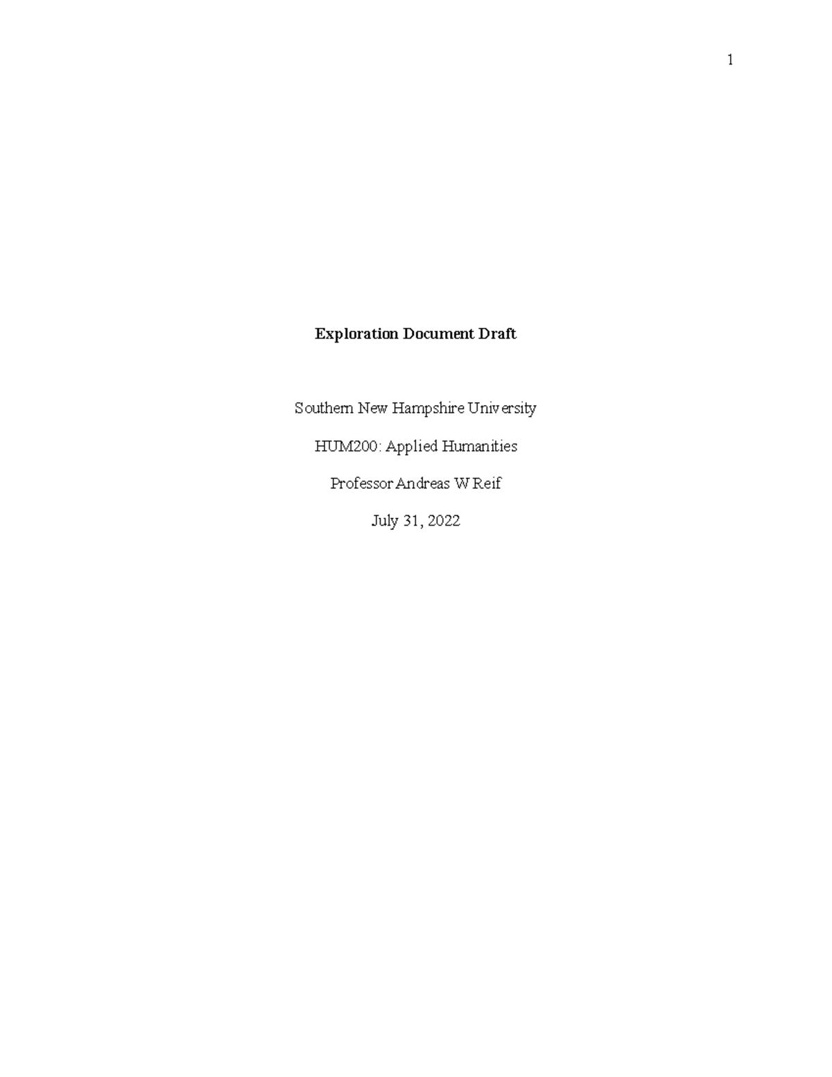 HUM-200 4-4 Rough Draft - Exploration Document Draft Southern New ...