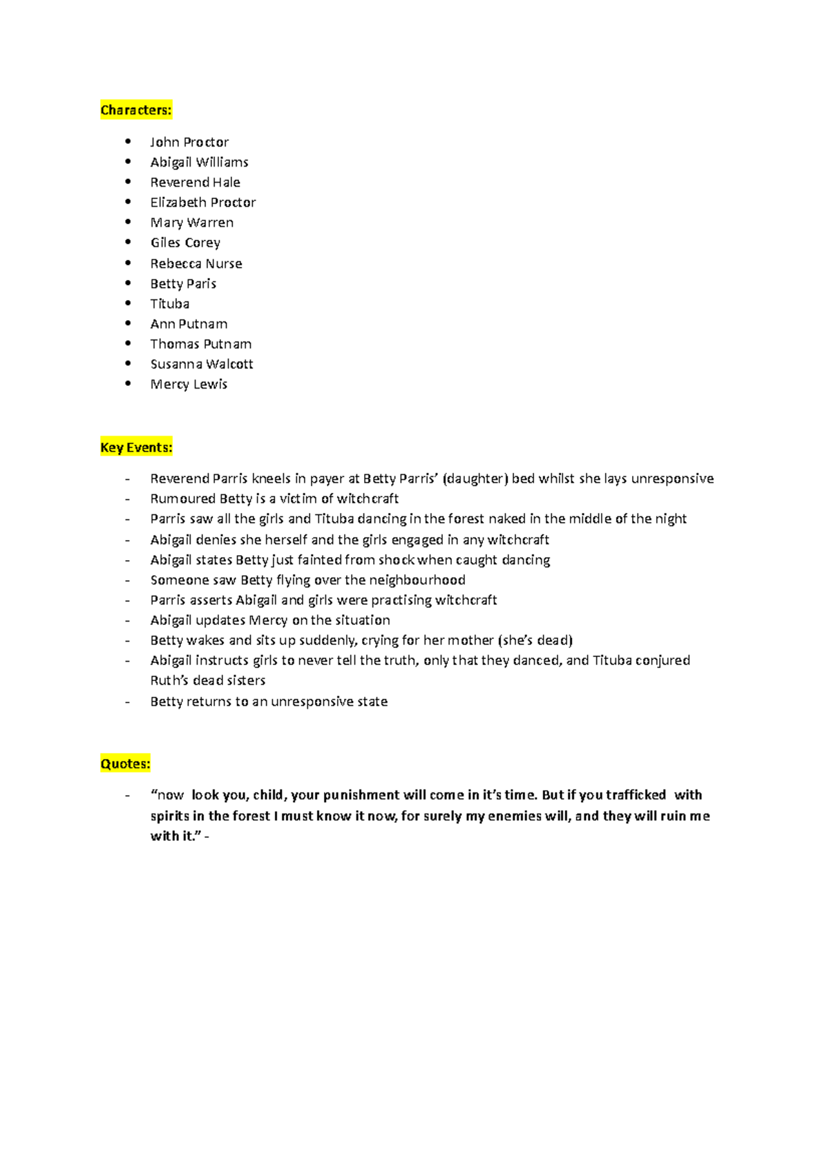 Characters Crucible - Characters: John Proctor Abigail Williams ...