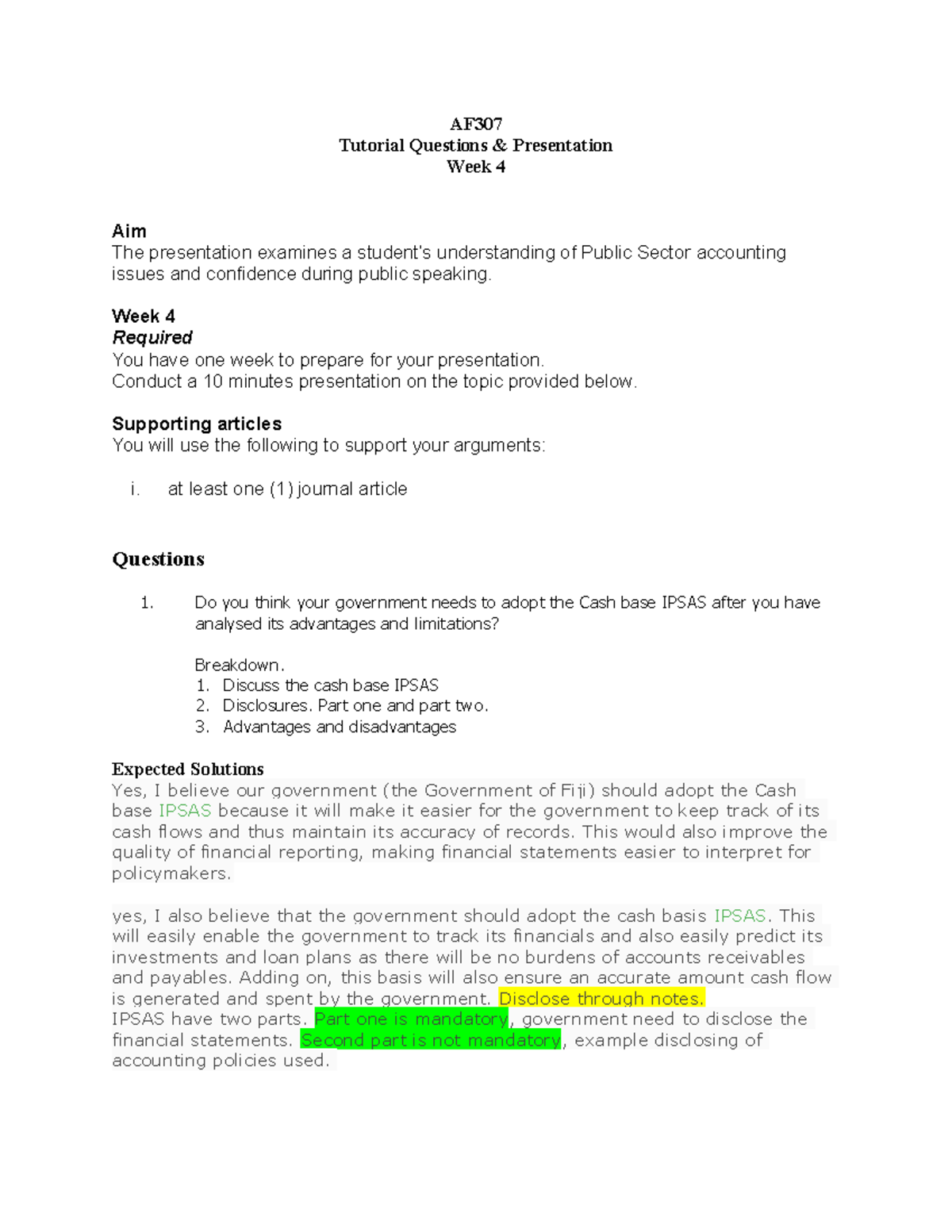 Week 4 - Student questions and solutions - AF Tutorial Questions ...