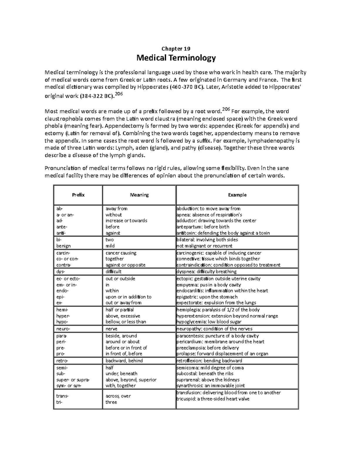 19 Medical Terminology - Chapter 19 Medical Terminology Medical ...