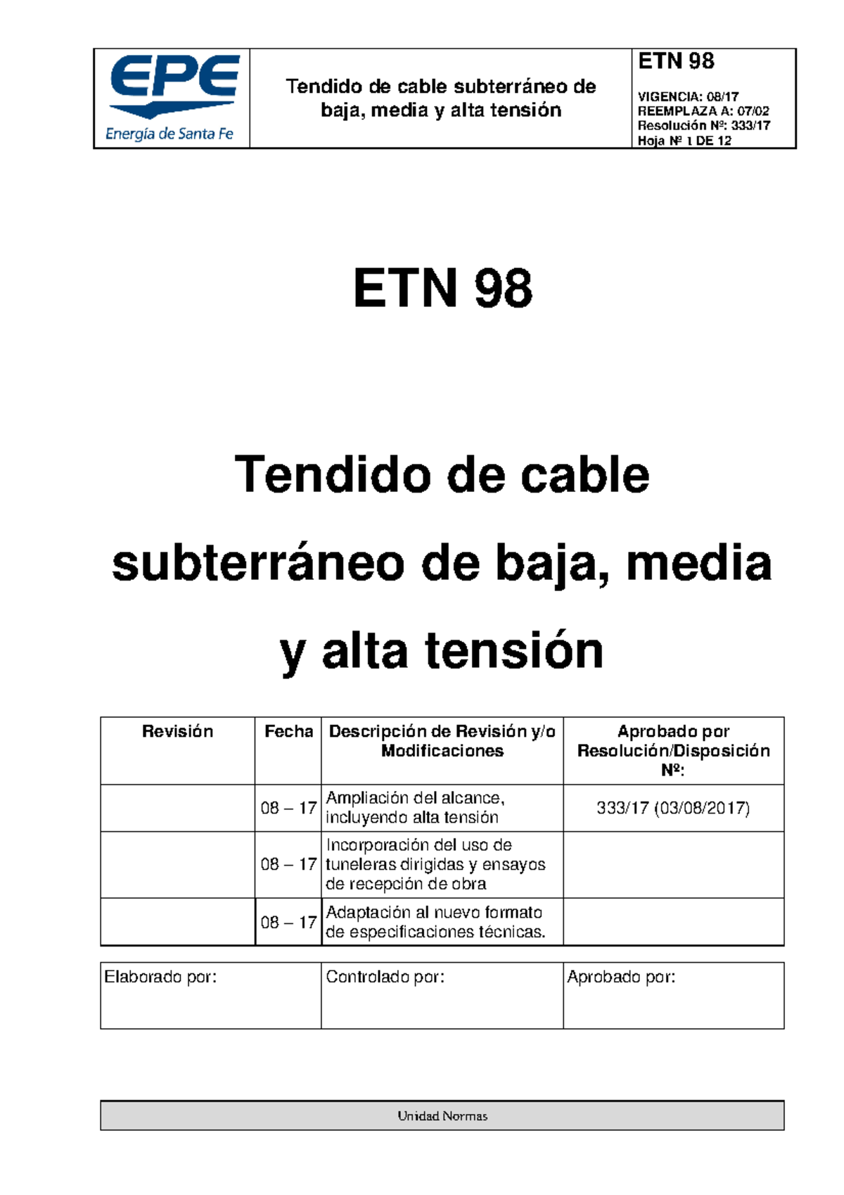 Tendido de cables subterraneos - Elaborado por: Controlado por ...