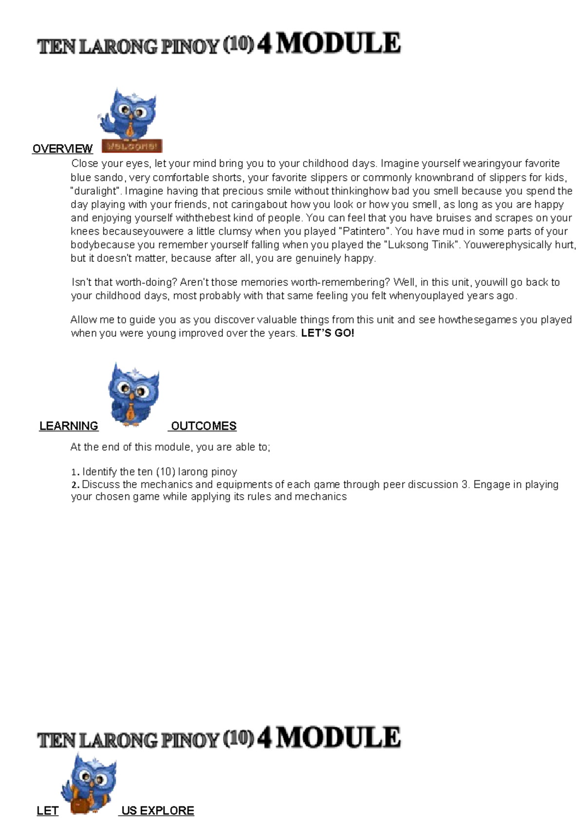 4. The Ten (10) Larong Pinoy - OVERVIEW Close your eyes, let your mind ...