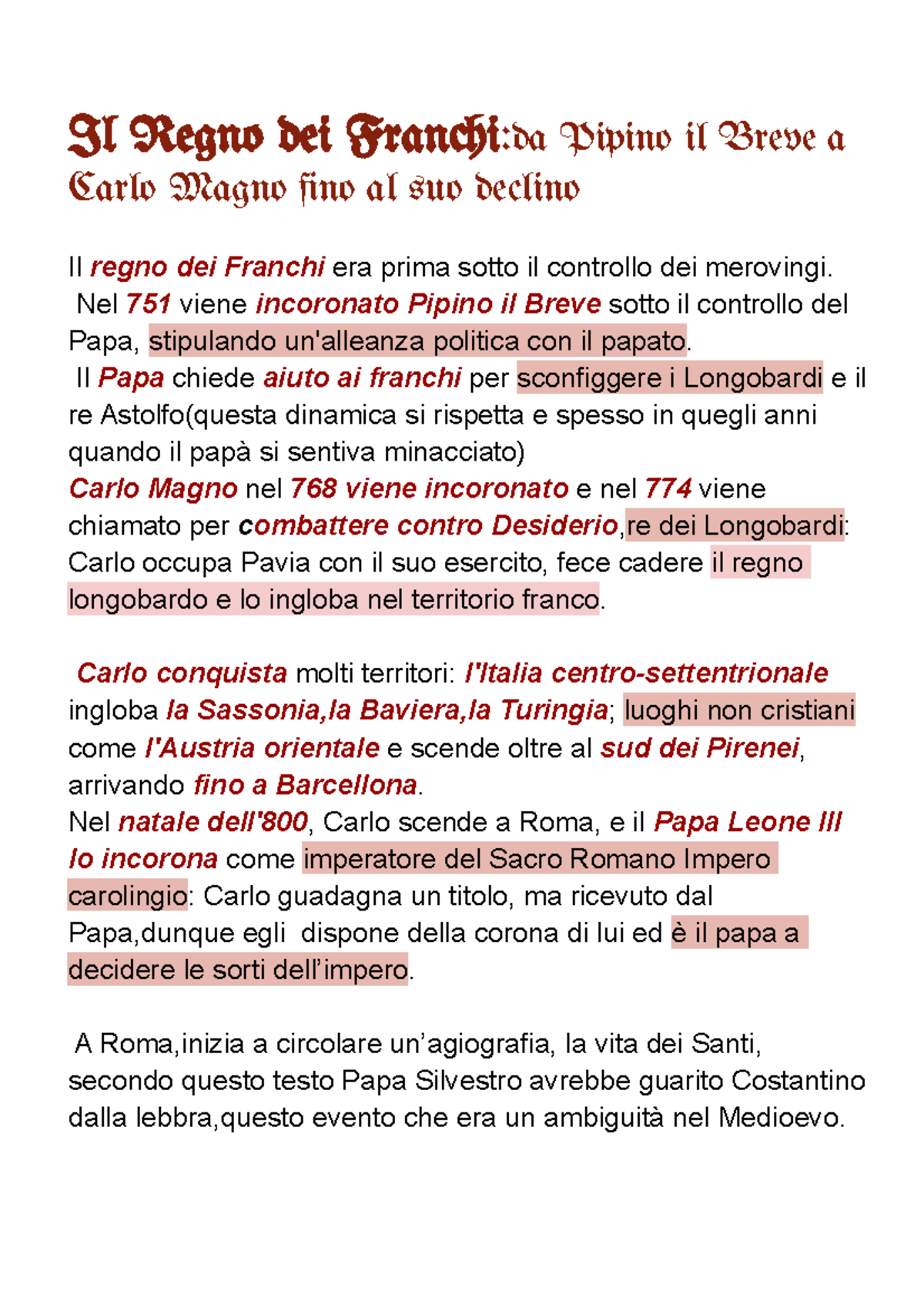 13 10 storia medievale - Il Regno dei Franchi:da Pipino il Breve a ...