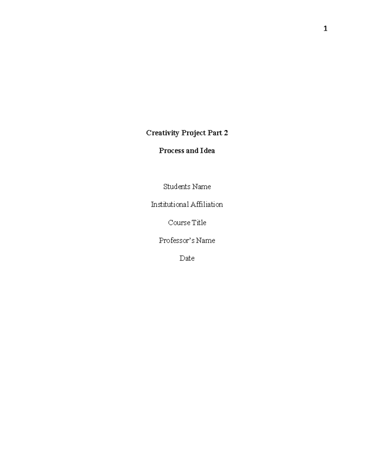 Creativity Project - Great work! - Creativity Project Part 2 Process ...