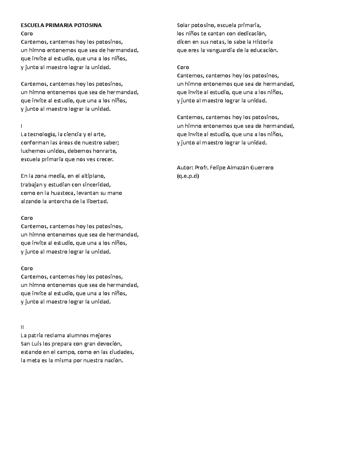 Himno Escuela Primaria Potosina - ESCUELA PRIMARIA POTOSINA Coro ...