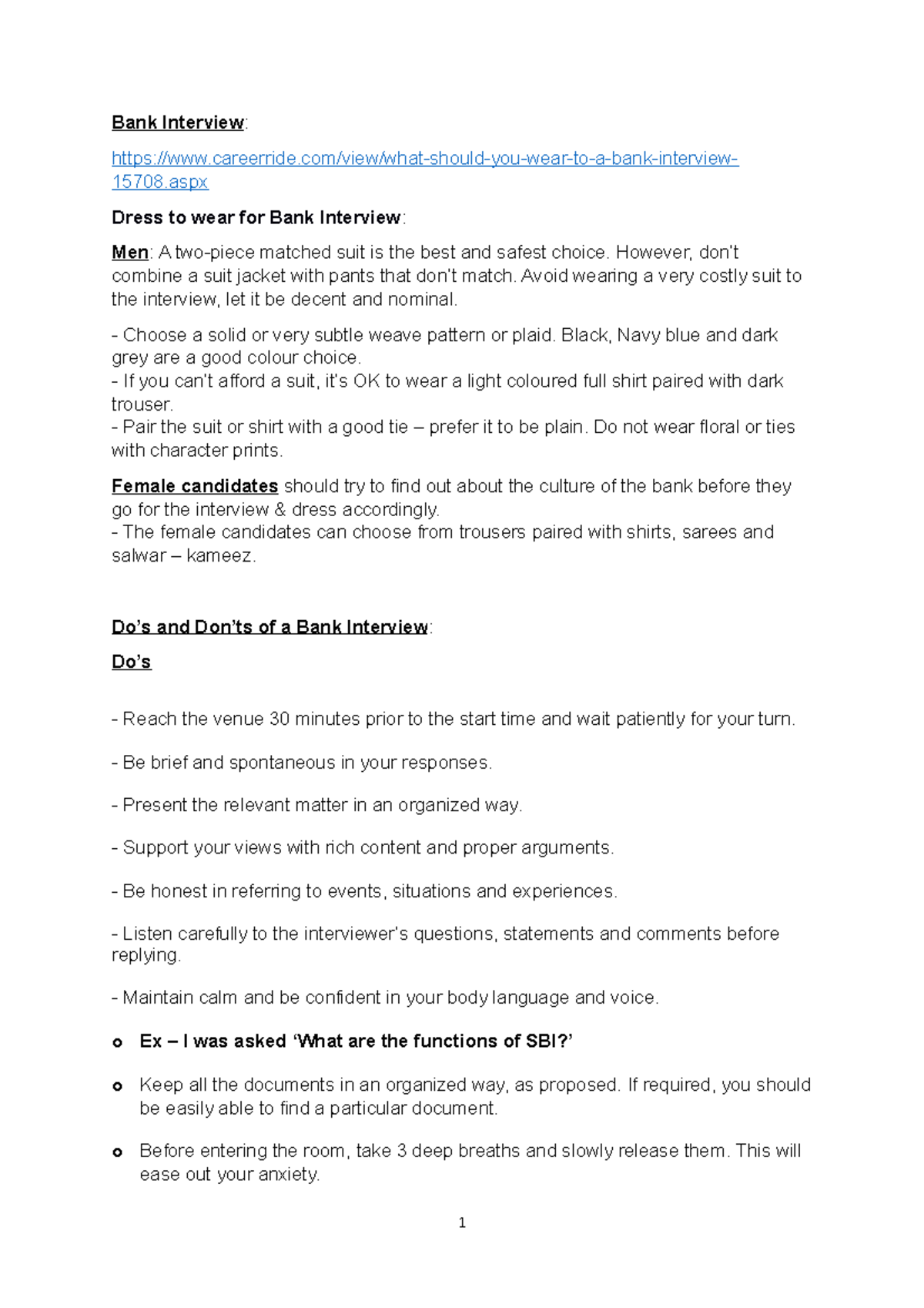 Bank Interview - N/A - Bank Interview: careerride/view/what-should-you ...