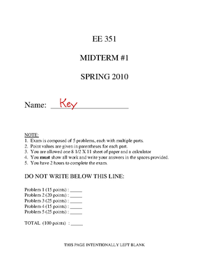 EE 351 Spring Exam 1 solution - E E 351 - Studocu